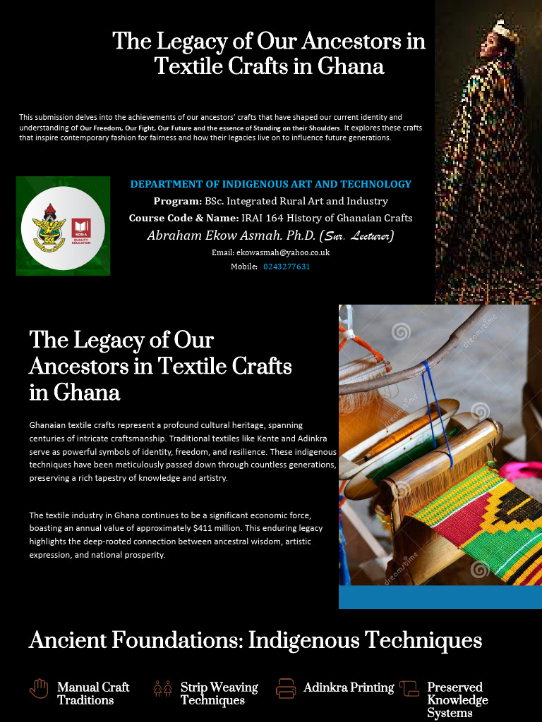 Ghana's Textile Crafts: Ancestral Legacy | PDF | Textiles | Weaving