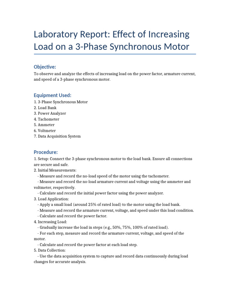 Impact of Load on 3-Phase Motor Performance | PDF | Electric Motor ...