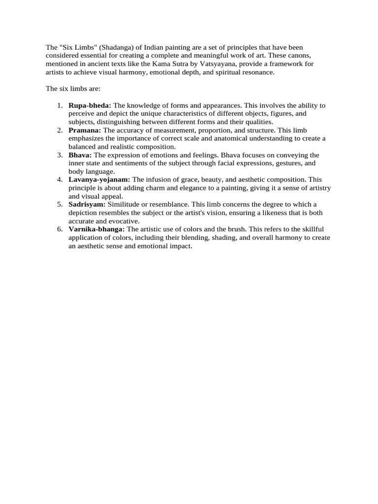 Six Limbs of Indian Painting | PDF