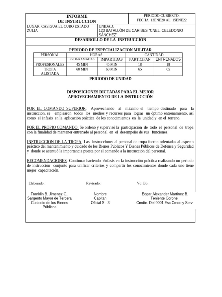 Informe de Instruccion | PDF