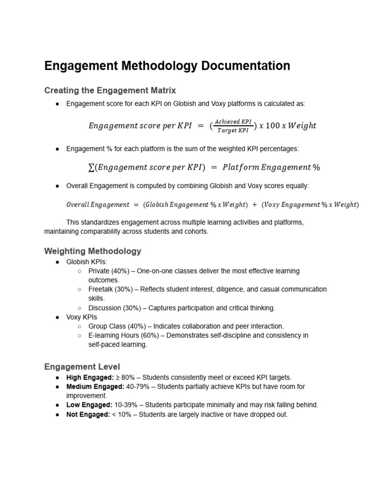 Engagement Level Matrix Design | PDF