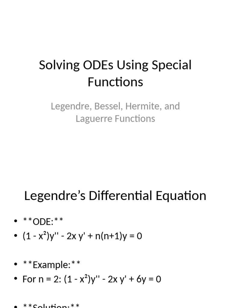 Special Functions ODE Solutions | PDF