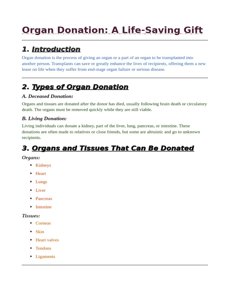 Biology Investigatory Project | PDF | Organ Donation | Organ ...