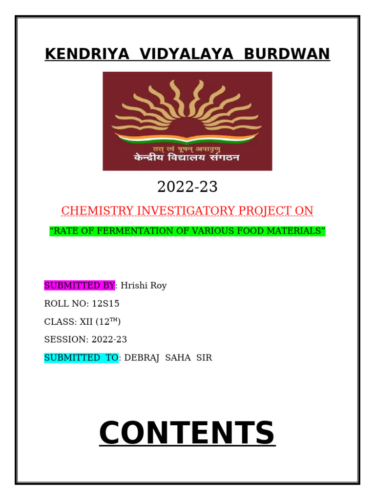 Rate of Fermentation of Various Food Materials | PDF | Fermentation | Yeast