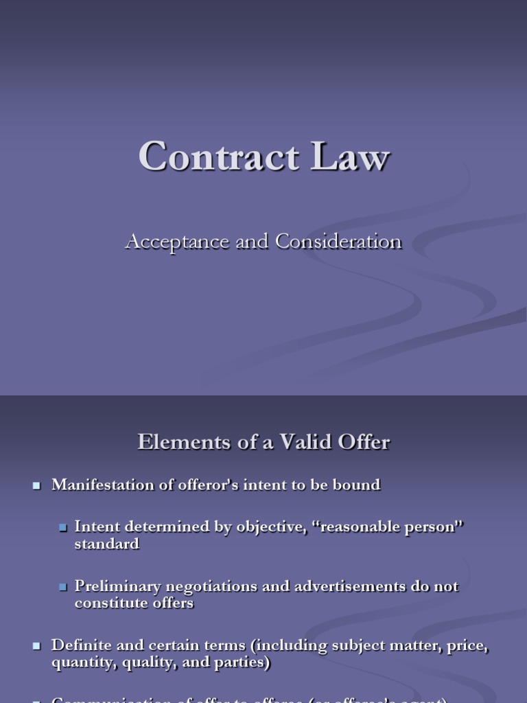 Contract Law: Acceptance & Consideration | PDF | Offer And Acceptance ...