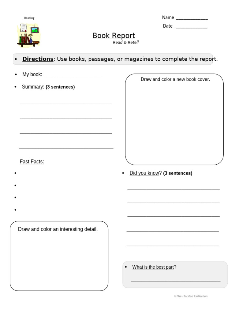 Book Report Template for Kids | PDF