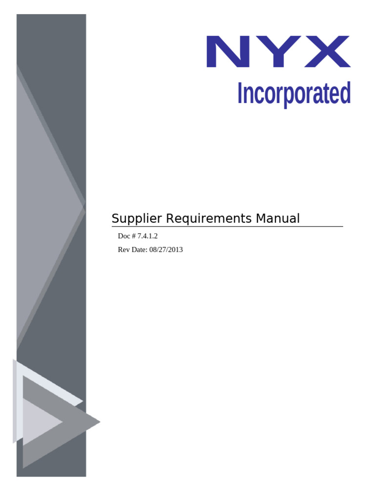 NYX Supplier Requirements Manual | PDF | Electronic Data Interchange ...