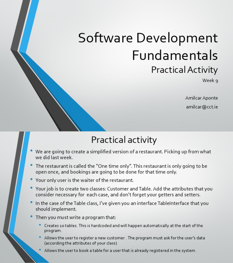 Software Development Fundamentals - Week 10 - Practical Activity | PDF