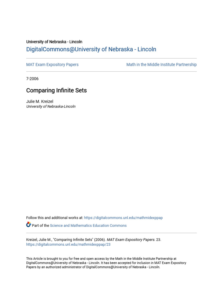Comparing Infinite Sets Explained | PDF | Set (Mathematics) | Numbers