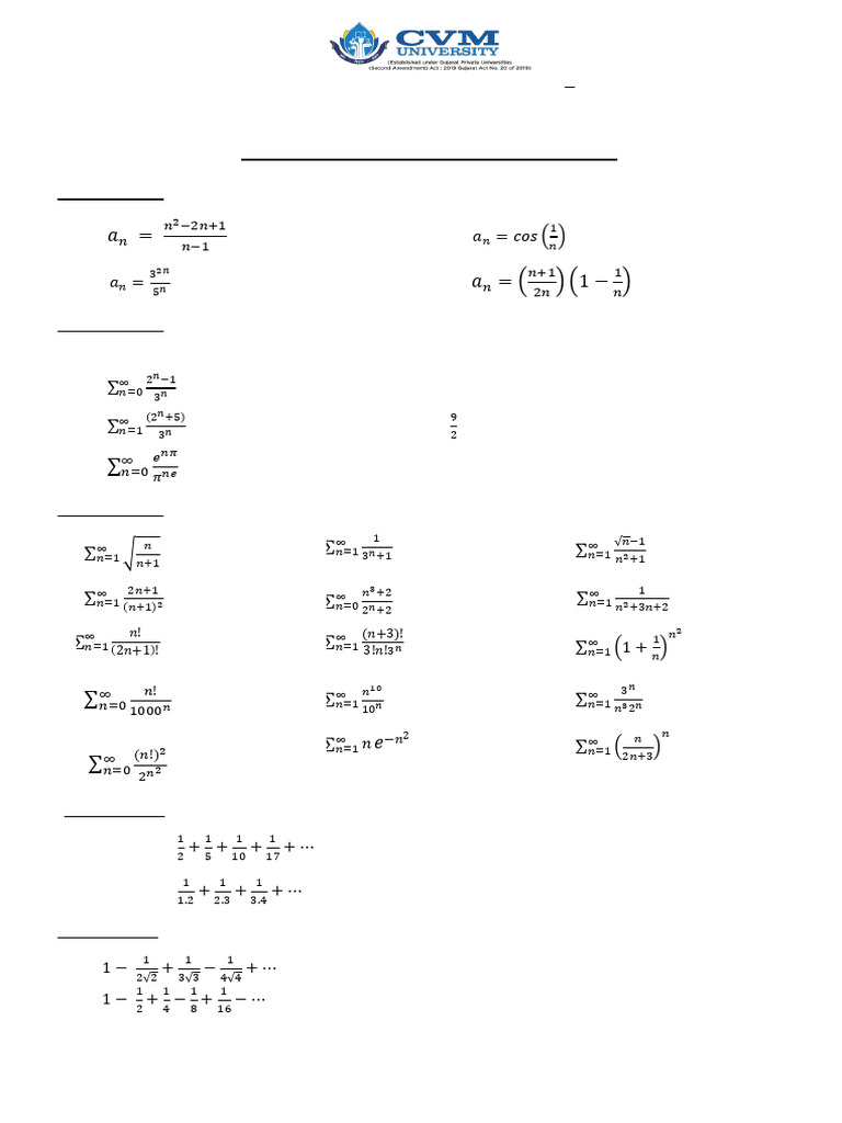 Convergence Tests for Sequences and Series | PDF | Analysis ...