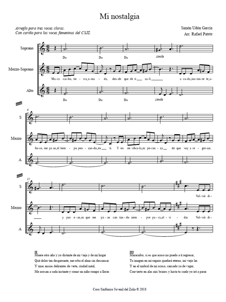 Mi Nostalgia - Arr Rafael Patete - 230805 - 182533 | PDF | Música vocal ...