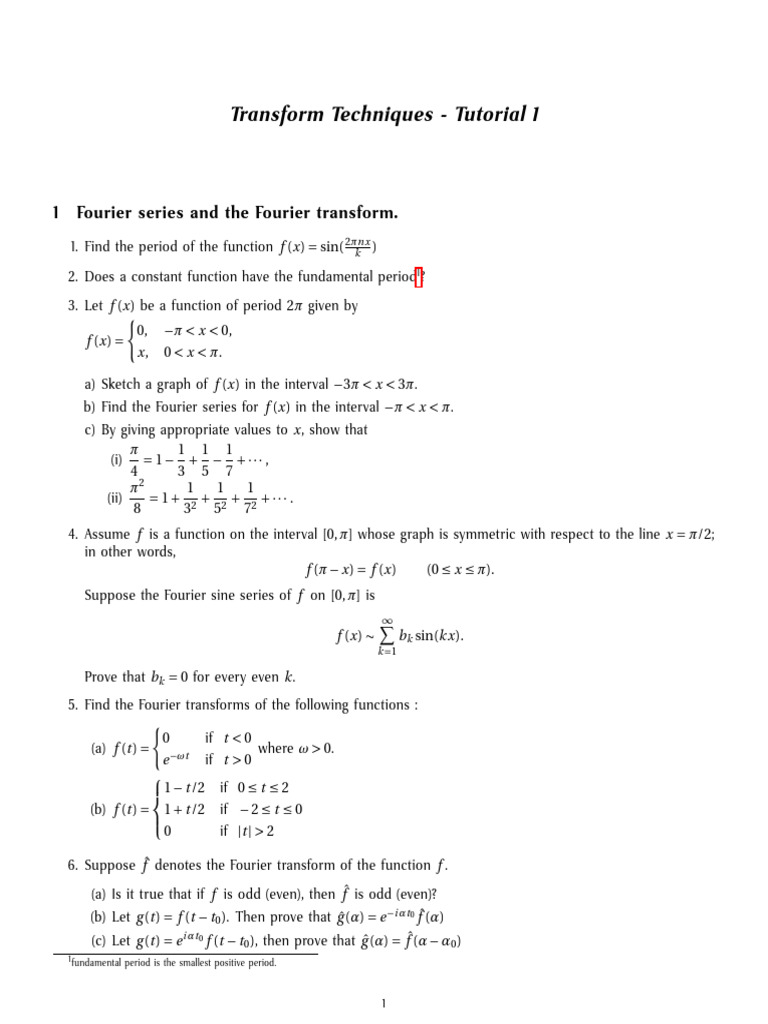 Transform Techniques-Set-1 | PDF | Mathematical Analysis | Functions ...