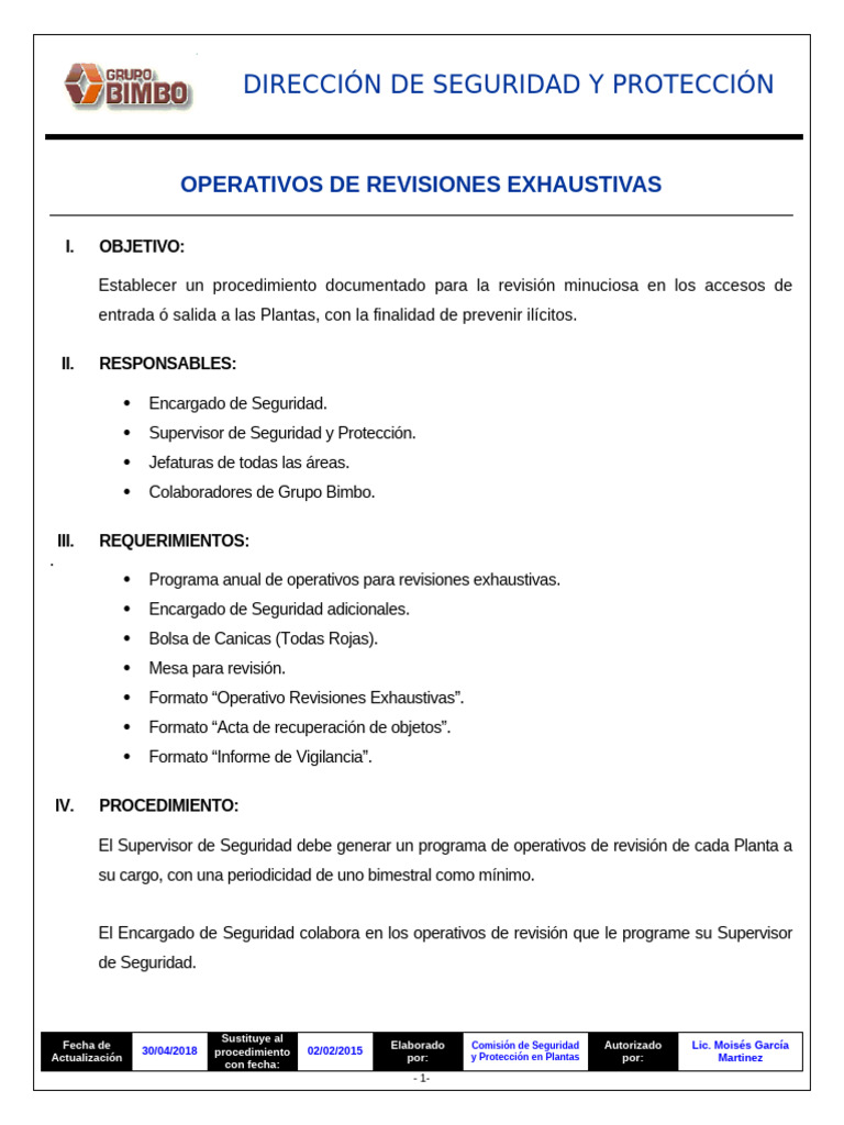 Operativo Revisiones Exhaustivas | PDF