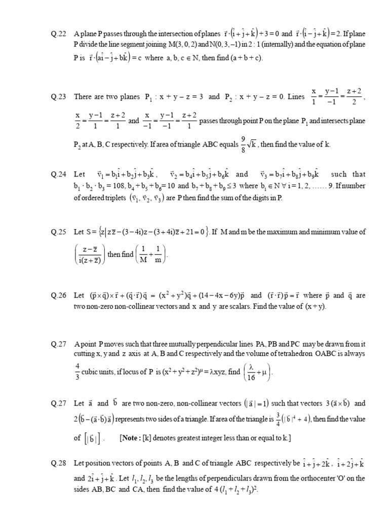 3d Vector Sheet 2 Integer Type (BMDP) | PDF | Area | Mathematics