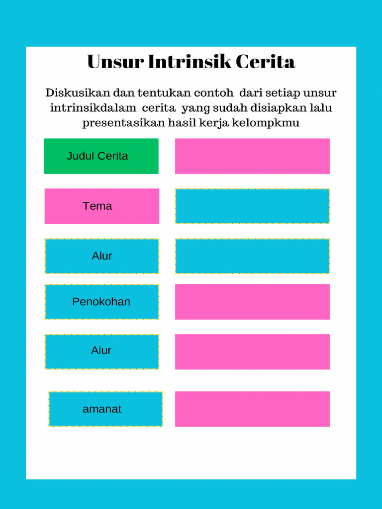 Kuning Sederhana Lembar Kerja Unsur Intrinsik Cerita - 2 | PDF