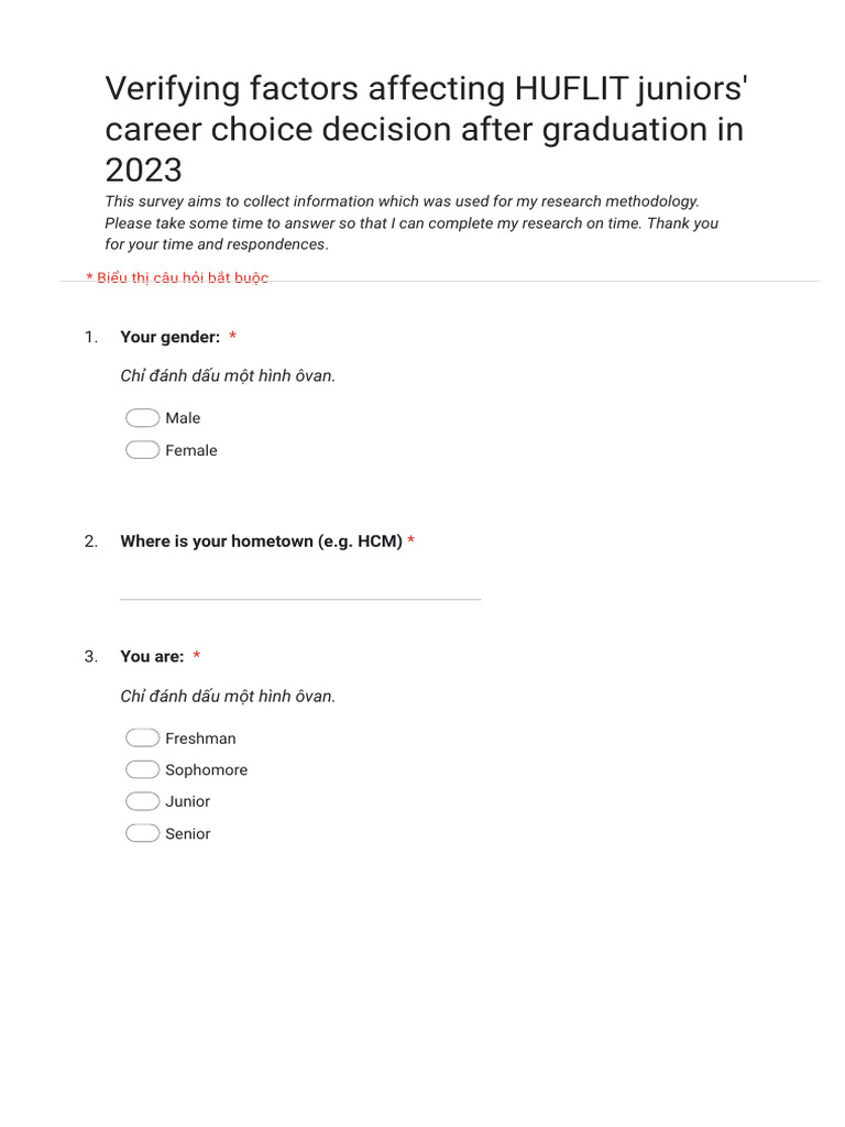Verifying Factors Affecting HUFLIT Juniors' Career Choice Decision ...