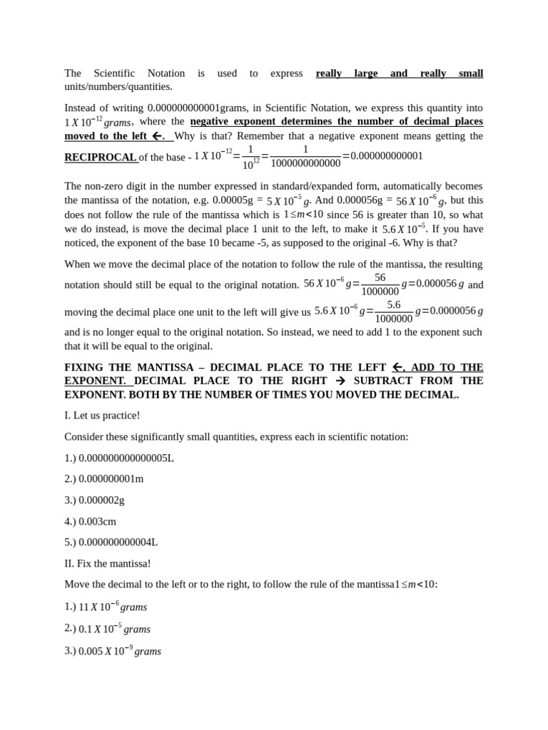 Understanding Scientific Notation | PDF