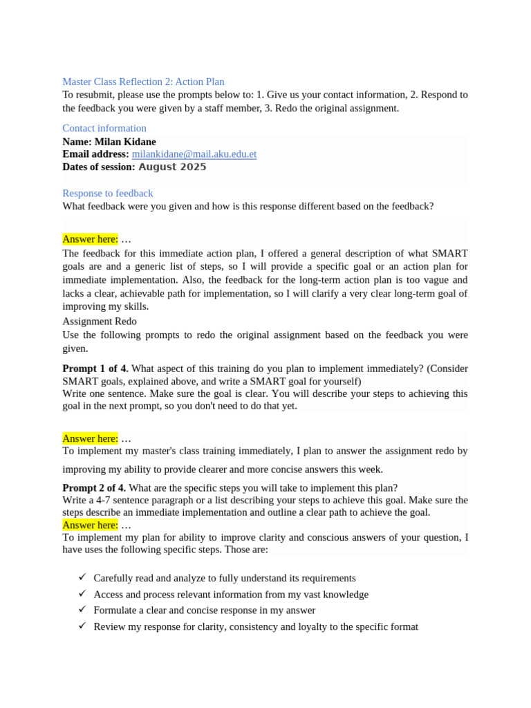Master Class Action Plan Reflection | PDF | Educational Technology ...