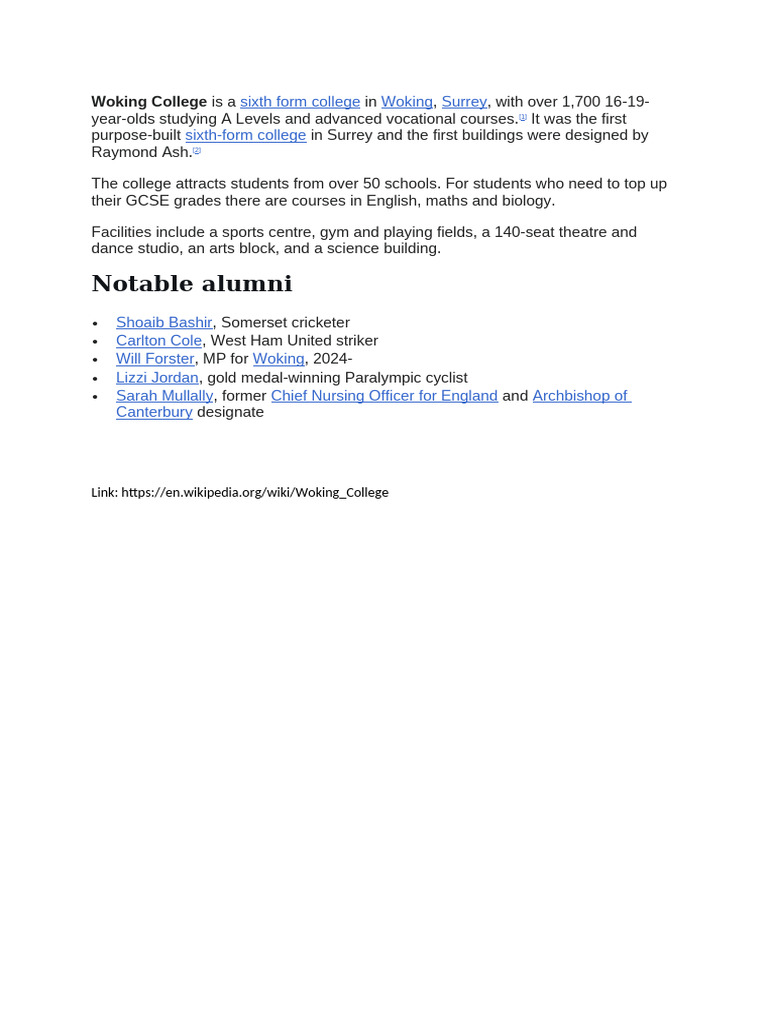 Woking College | PDF