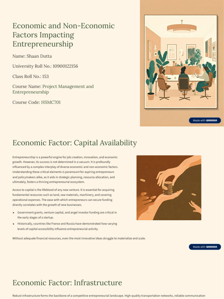 Non-Economic Factors in Entrepreneurship | PDF | Entrepreneurship ...