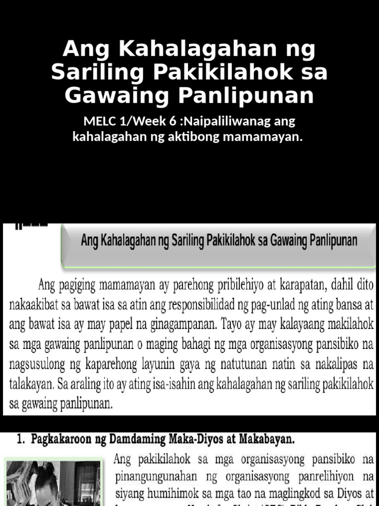 Module 6 Ang Kahalagahan NG Sariling Pakikilahok Sa Gawaing Panlipunan ...
