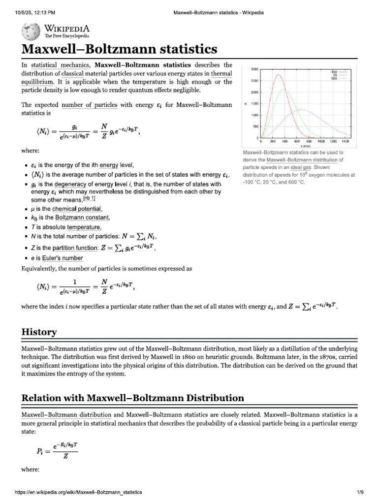 Maxwell Boltzmann Distribution | PDF
