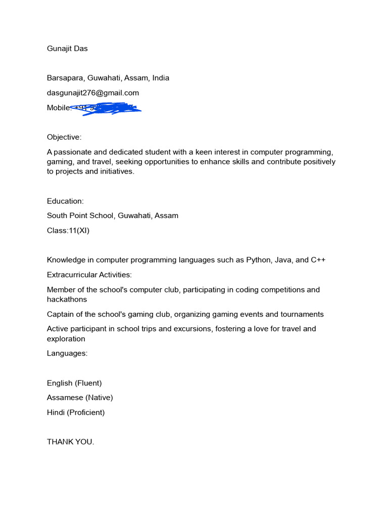 Student Profile: Aspiring Programmer & Gamer | PDF