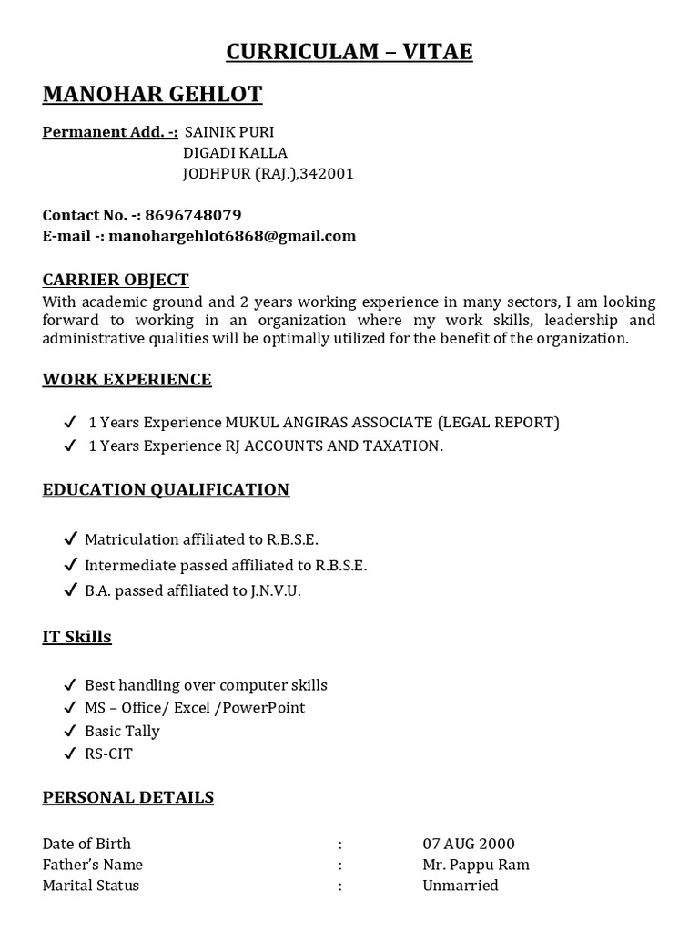 Manohar RESUME | PDF