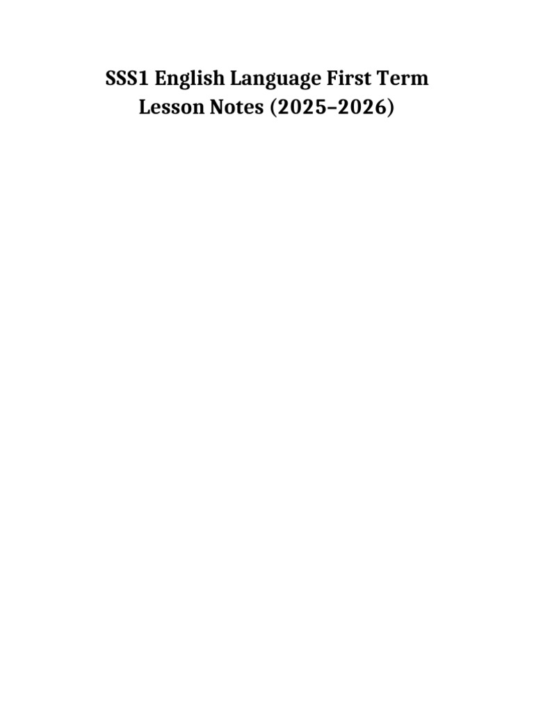 SSS1 English First Term Lesson Plans | PDF