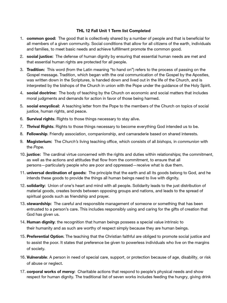 Terms - THL 12 Unit 1 Term List Completed-Vankat | PDF | Catholic ...