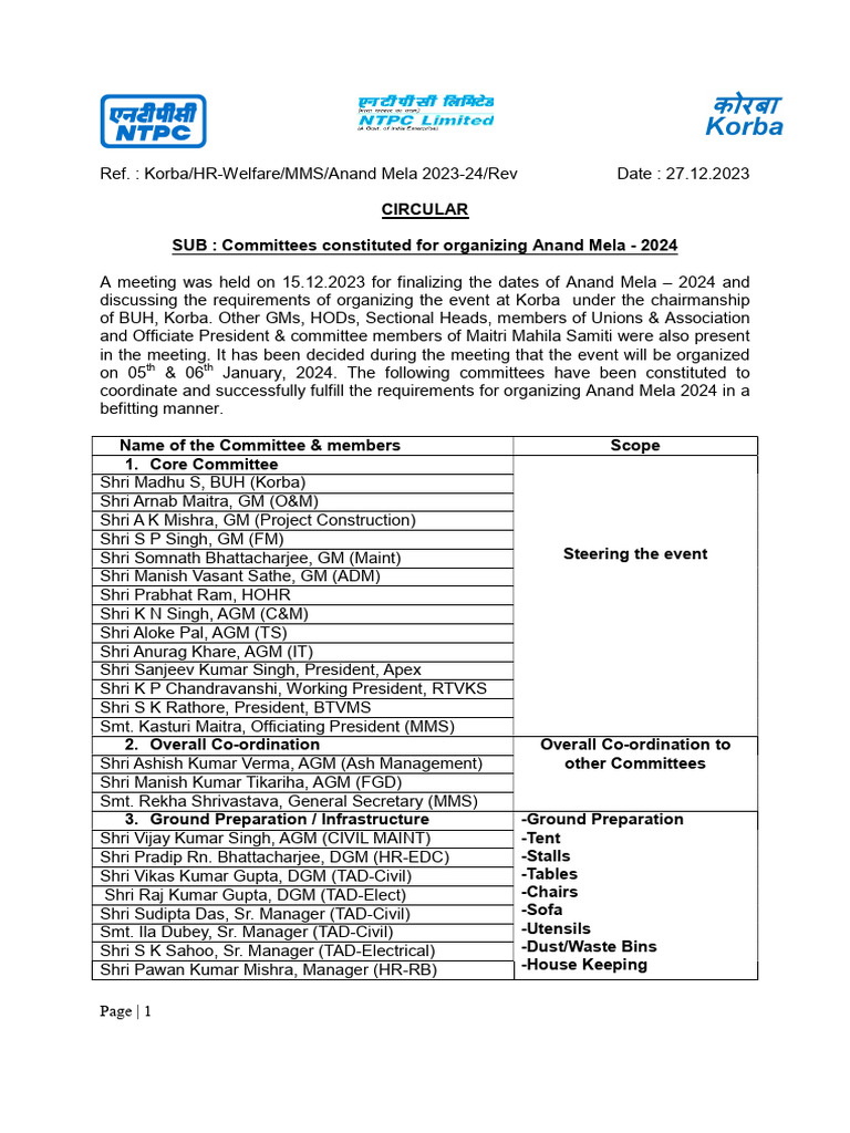 Revised Circular For Anand Mela 2023-24 | PDF