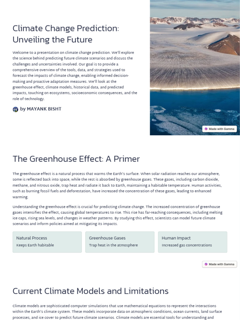 Climate Change Prediction Unveiling The Future | PDF | Climate Change ...