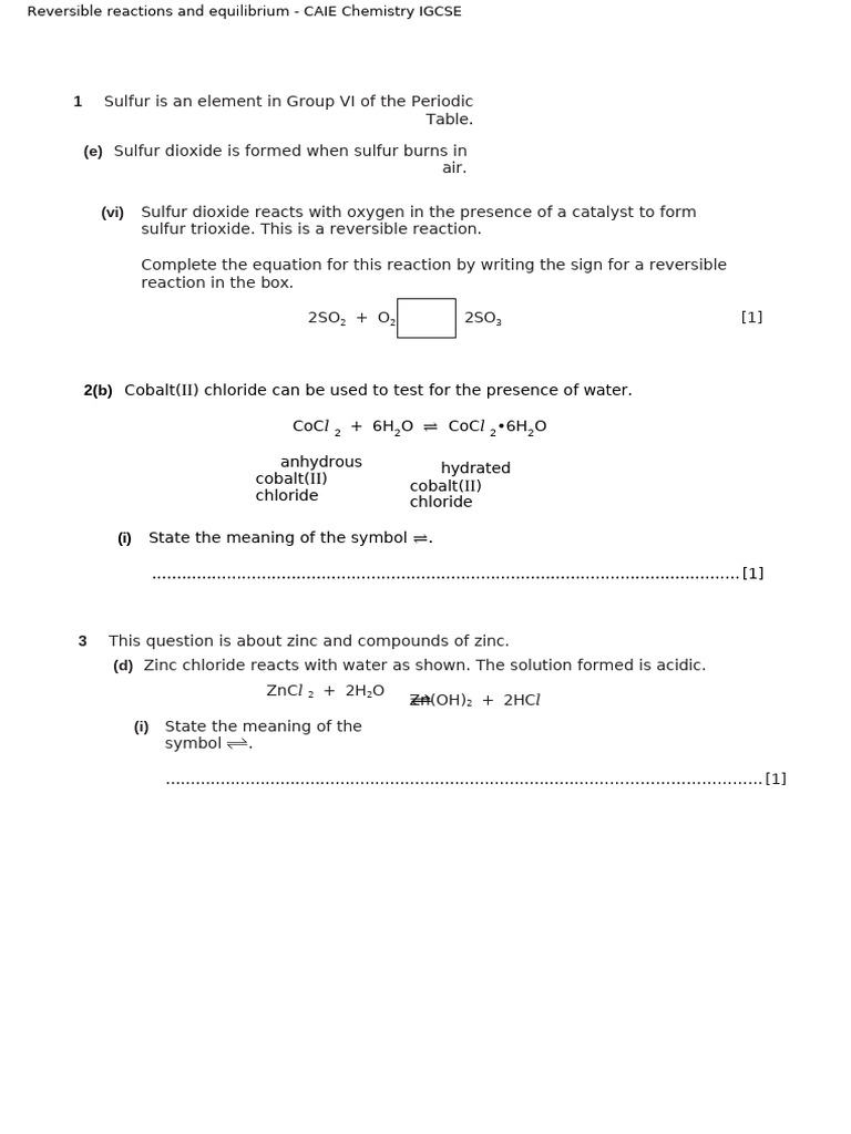 6.3 Reversible Reactions and Equilibrium QP | PDF | Chemical Reactions ...