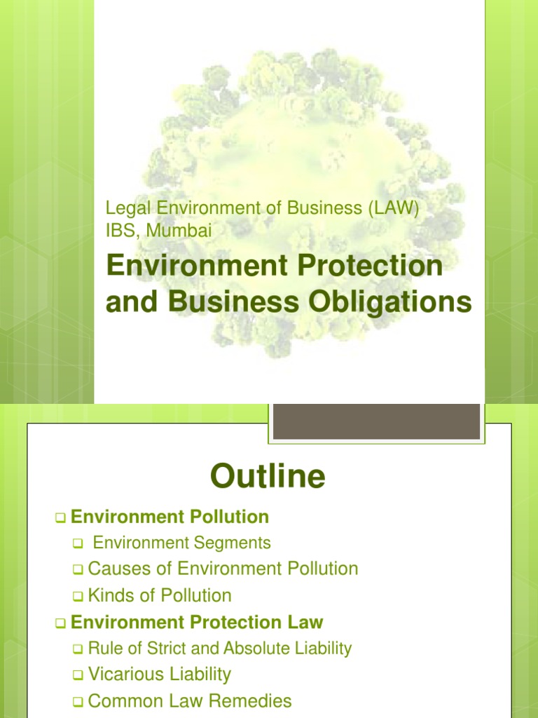 Environmental Protection and Business Law | PDF | Environmental ...