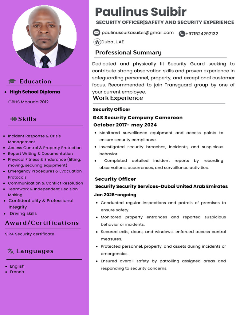 Paul in Us Sui Bir Security CV | PDF | Securities | National Security
