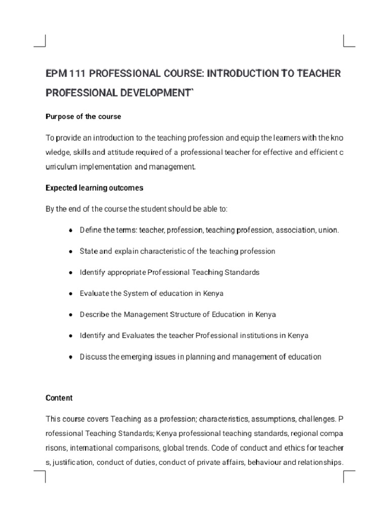 Introduction To Teacher Professional Development | PDF