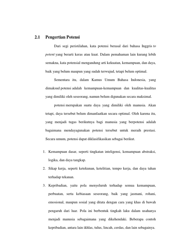 Pengertian dan Klasifikasi Potensi | PDF