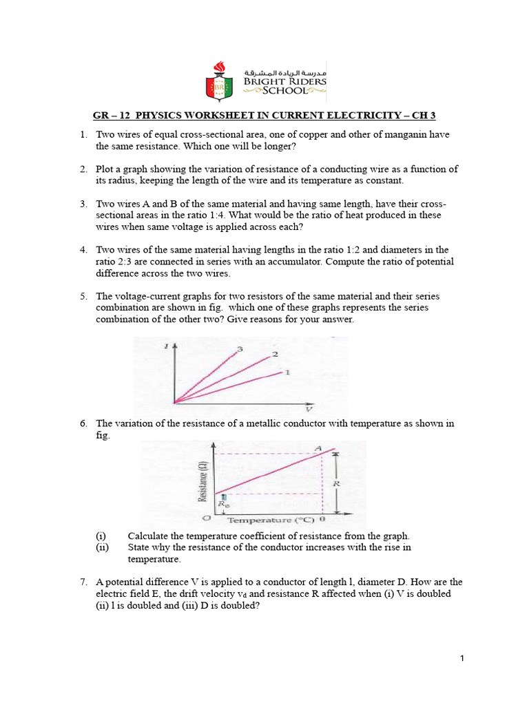 Worksheet in Current Elect | PDF | Resistor | Series And Parallel Circuits