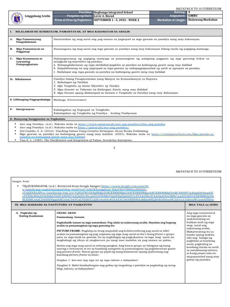 DLL Matatag - GMRC 4 q2w2 | PDF
