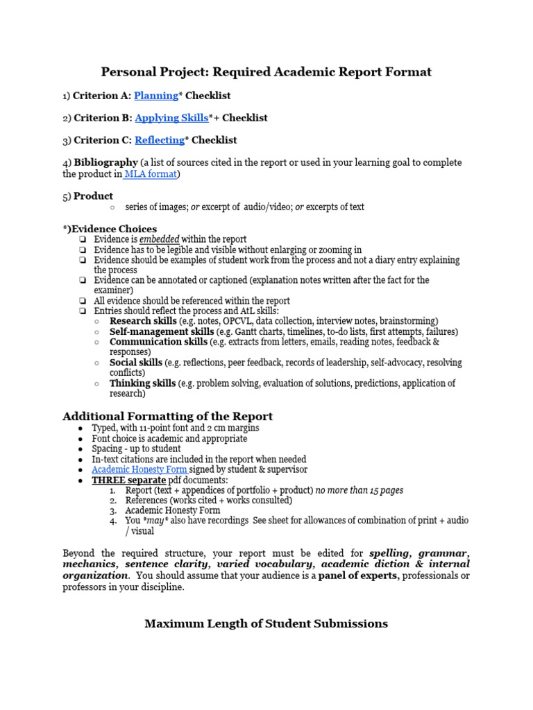 Required Academic Report Format | PDF