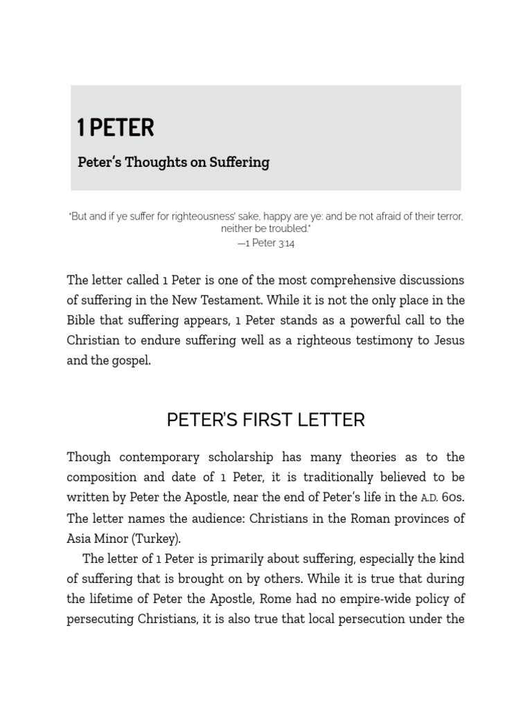 Understanding Suffering in 1 Peter | PDF | Saint Peter | Jesus