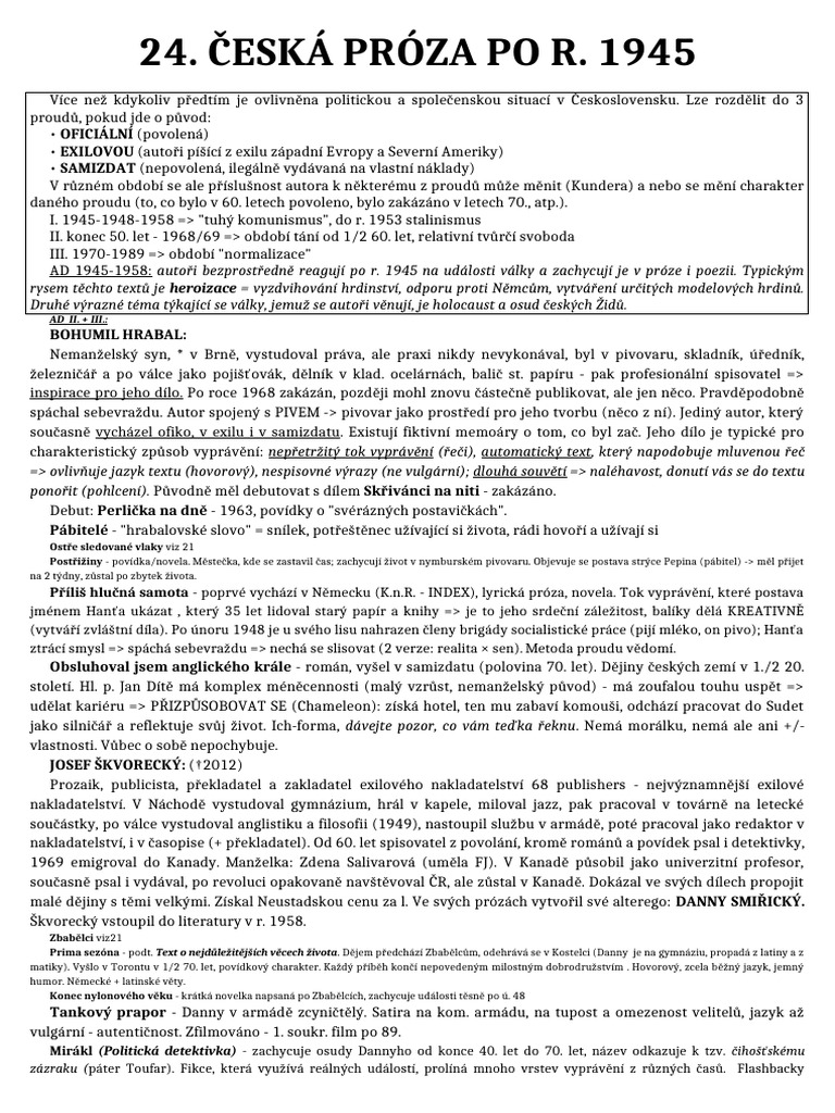 Česká Próza Po R. 1945 | PDF