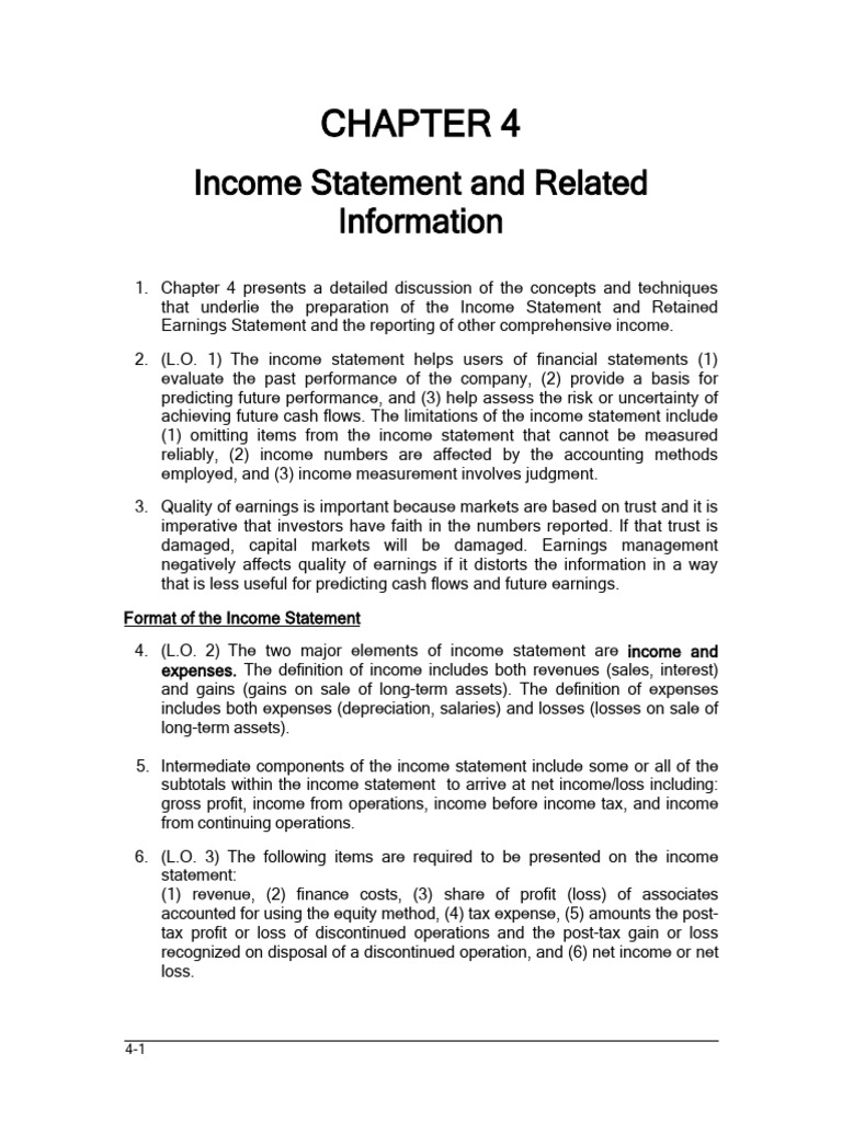 Chapter 4 Income Statement Summary | PDF | Income Statement | Income
