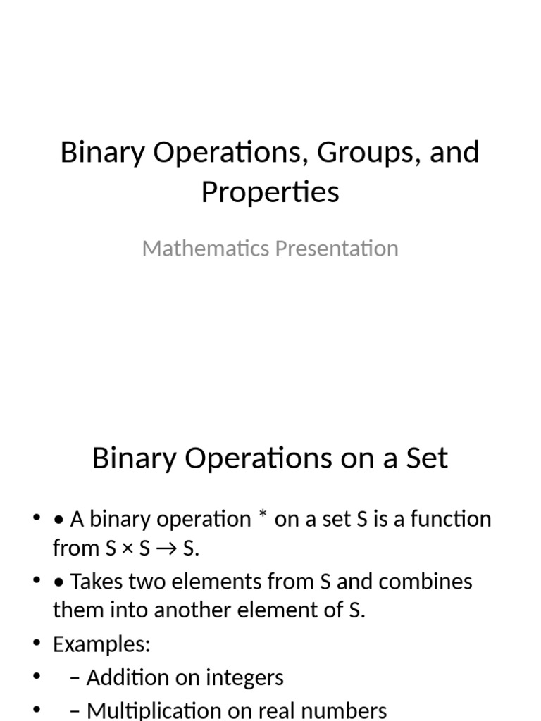 Binary Operations Groups | PDF