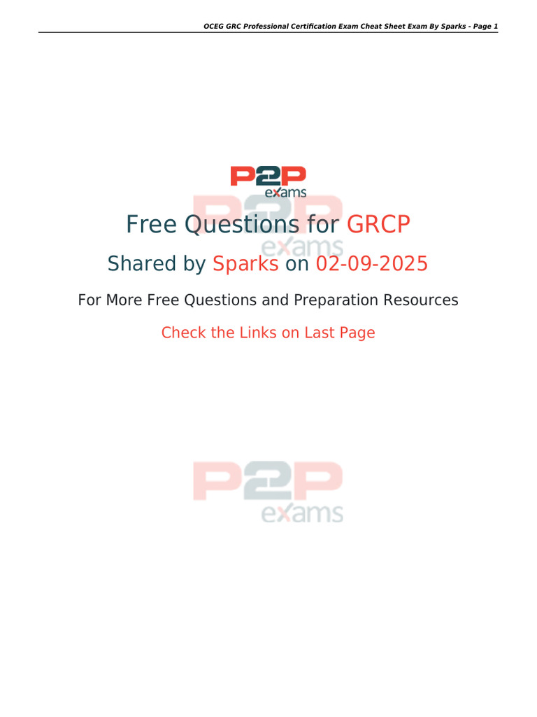 Oceg Grc Professional Certification Exam Cheat Sheet Exam by Sparks ...