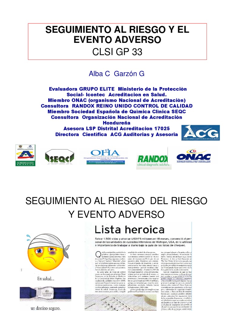 Seguimiento Al Riesgo y El Evento Adverso | PDF