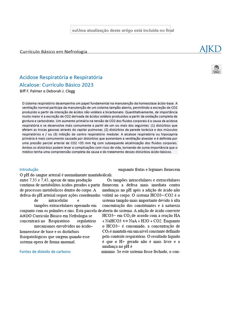 Mecanismos da Acidose Respiratória | PDF | Respiração | Fisiologia