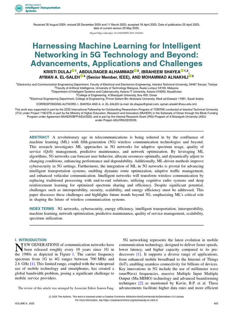 Harnessing Machine Learning for Intelligent Networking in 5G Technology and Beyond Advancements ...