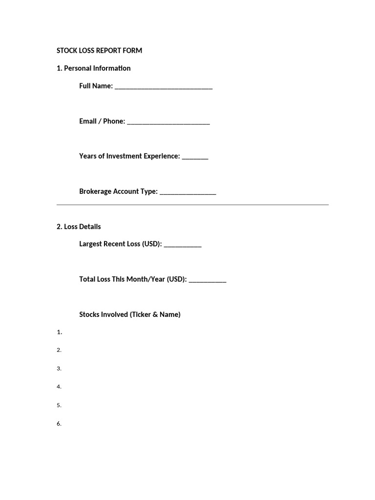 Stock Loss Report Form | PDF