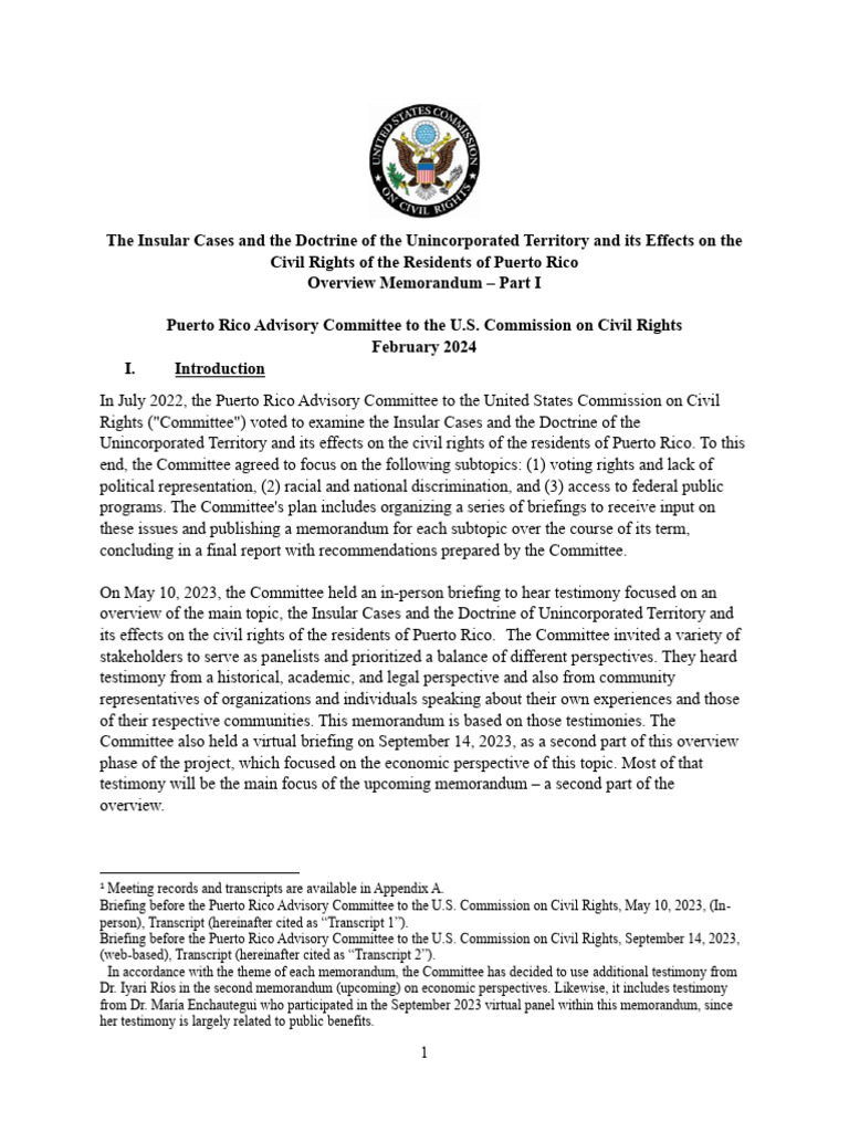 Insular Cases Impact on Puerto Rico Rights | PDF | Territories Of The ...